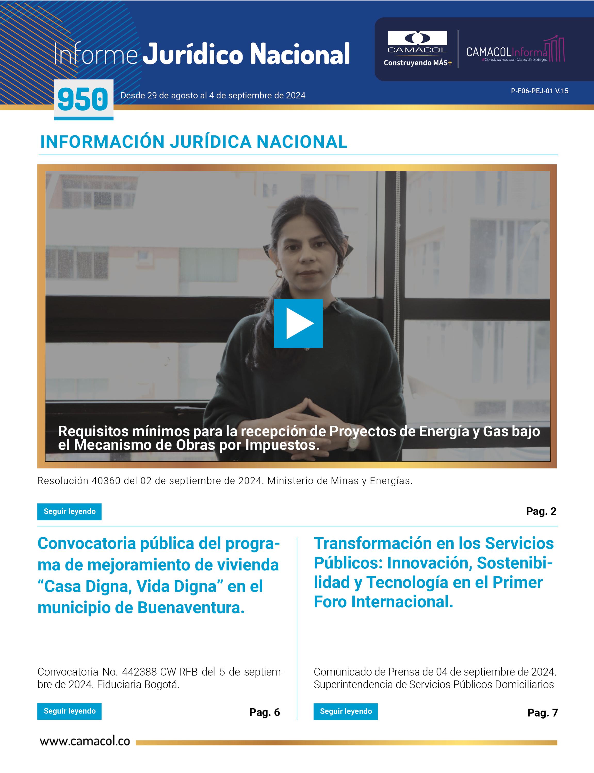 Informe Jurídico 950 | Camacol - Cámara Colombiana de la Construcción